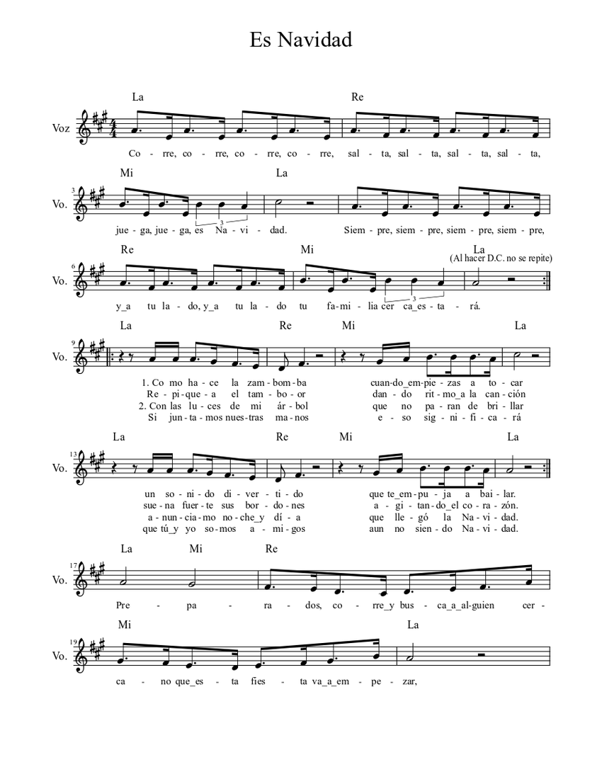 Es Navidad Sheet music | Download free in PDF or MIDI | Musescore.com
