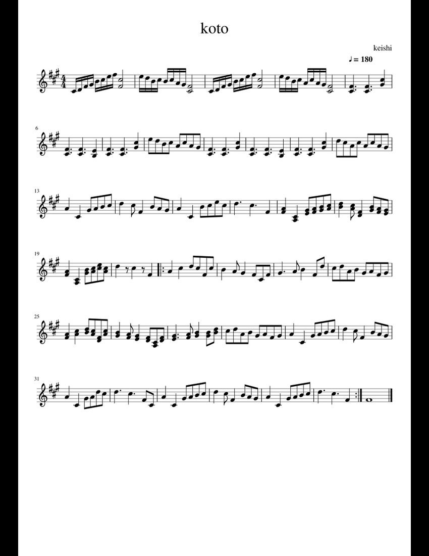 koto sheet music for Guitar download free in PDF or MIDI