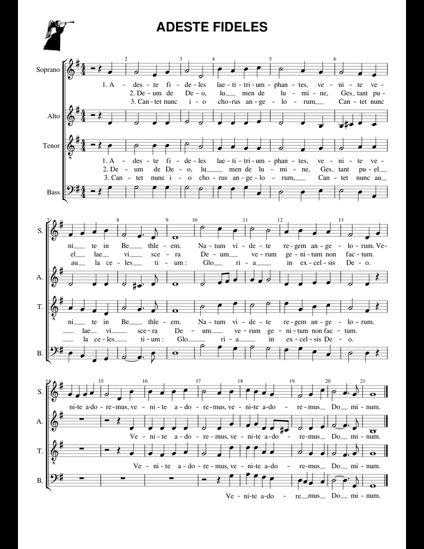 Adeste Fideles (SATB MuseScore) sheet music for Voice download free in PDF or MIDI