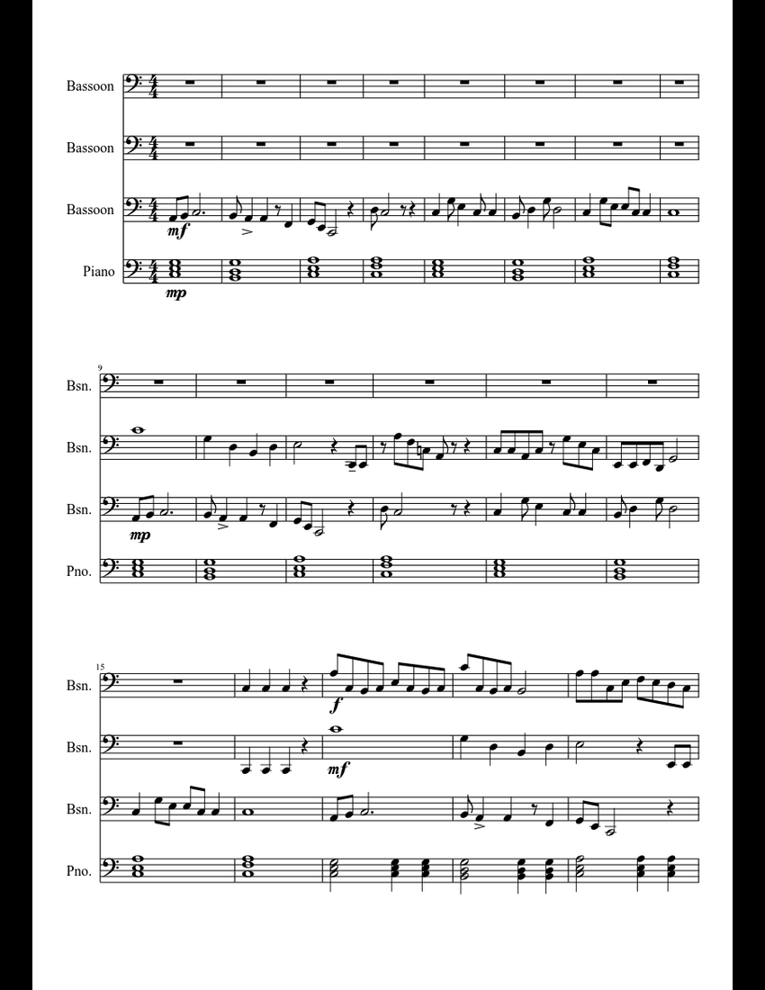 Unfinished sheet music download free in PDF or MIDI