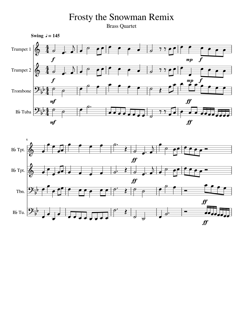Frosty the Snowman Remix Sheet music for Trumpet (In B Flat), Trombone ...