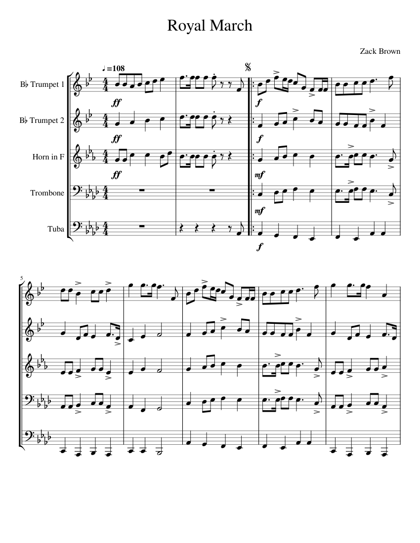 Royal March Sheet music for Trumpet (In B Flat), Trombone, French Horn ...