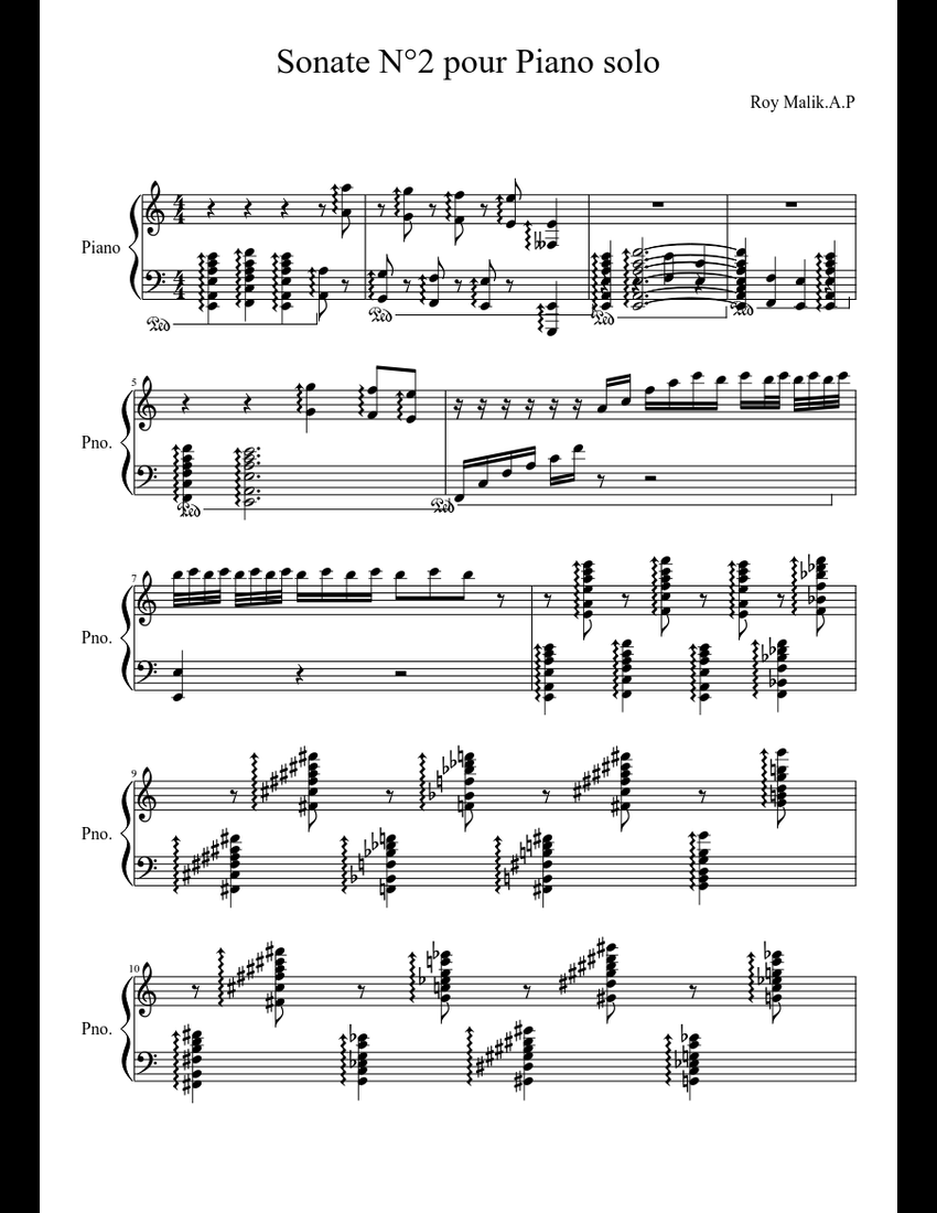 Sonate N°2 pour Piano Solo (Unfinished) sheet music download free in ...