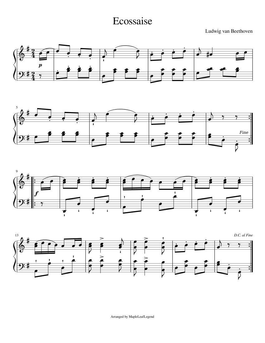 Ecossaise Sheet music for Piano | Download free in PDF or MIDI ...