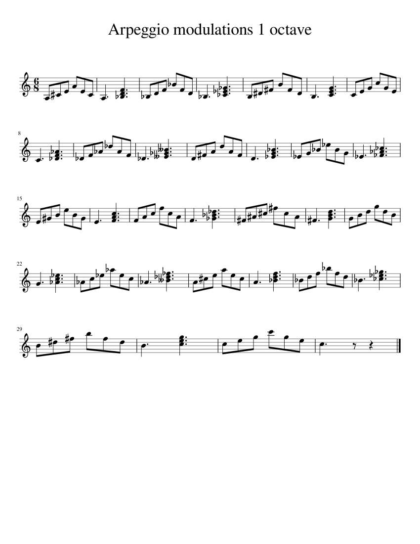 Arpeggio modulations 1 octave Sheet music for Piano (Solo) | Musescore.com