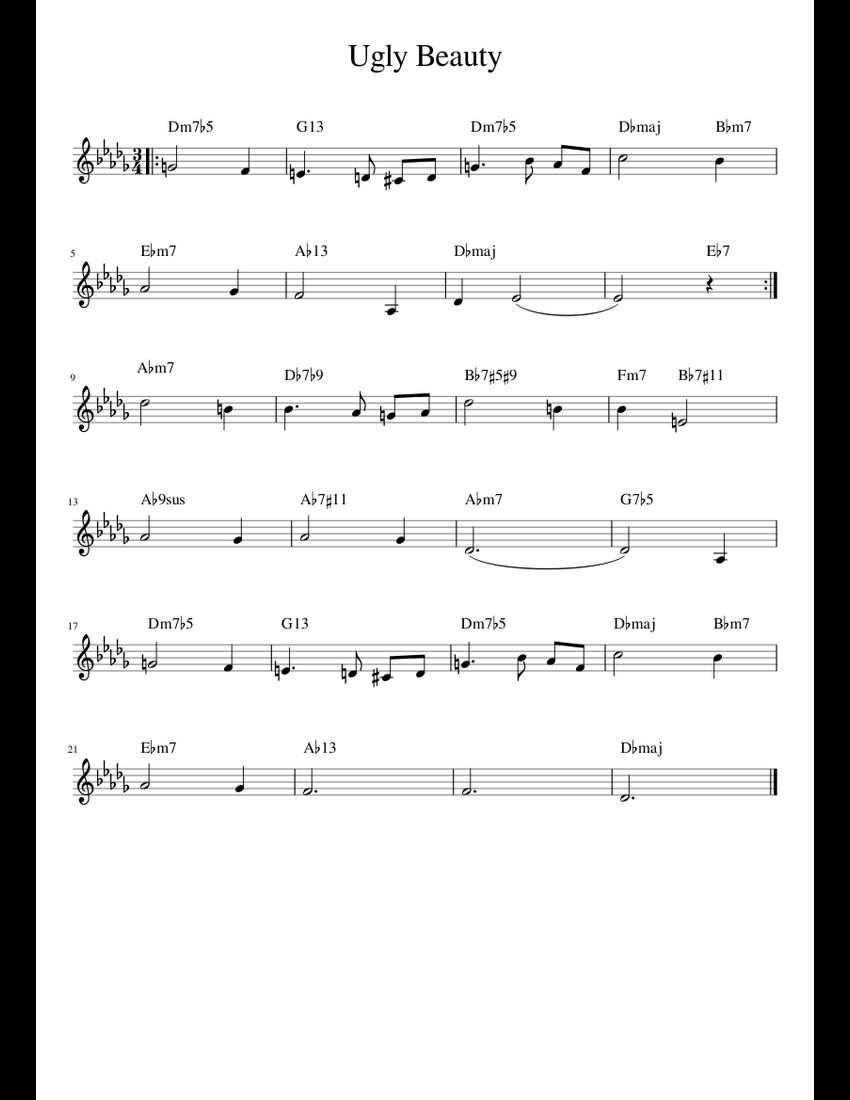 Ugly Beauty sheet music for Piano download free in PDF or MIDI