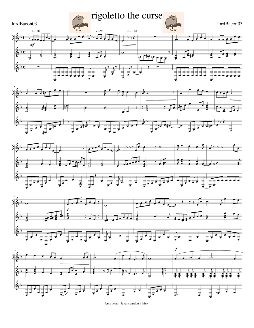 Rigoletto the curse Sheet music for Piano (Solo) | Musescore.com