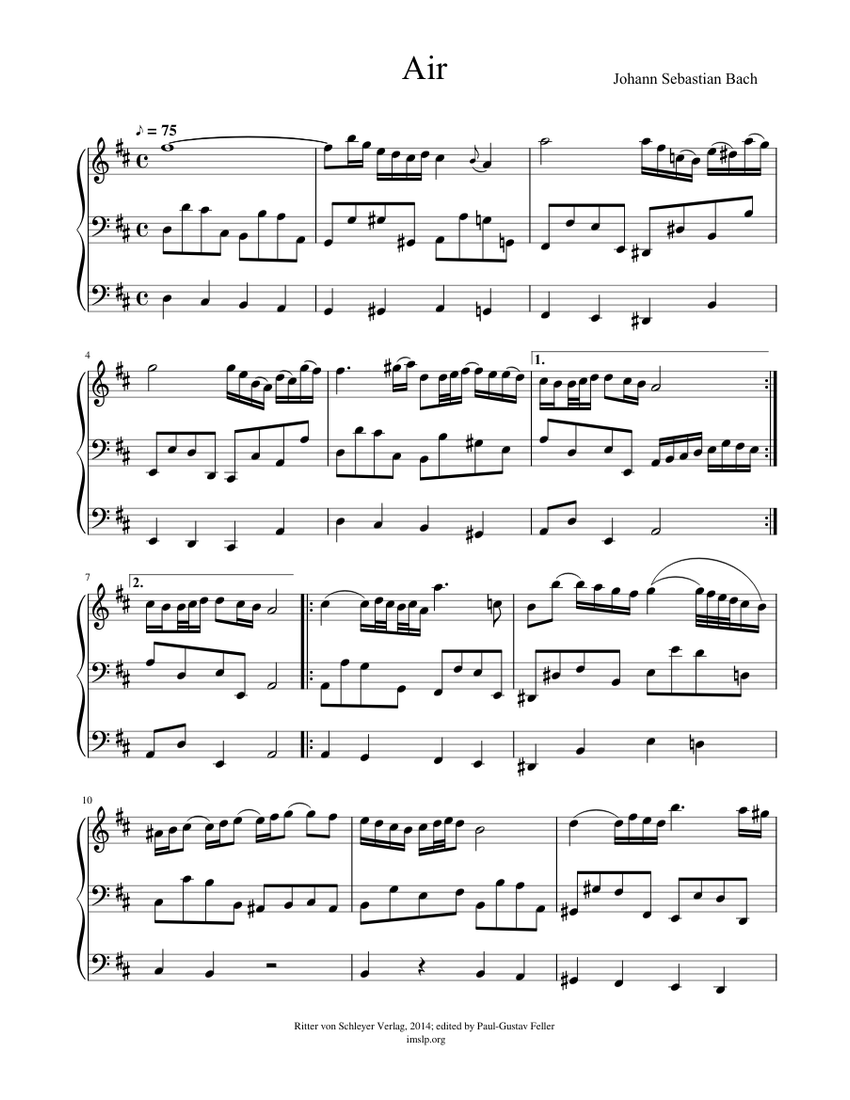 Johann Sebastian Bach - Air on the g string Sheet music | Musescore.com