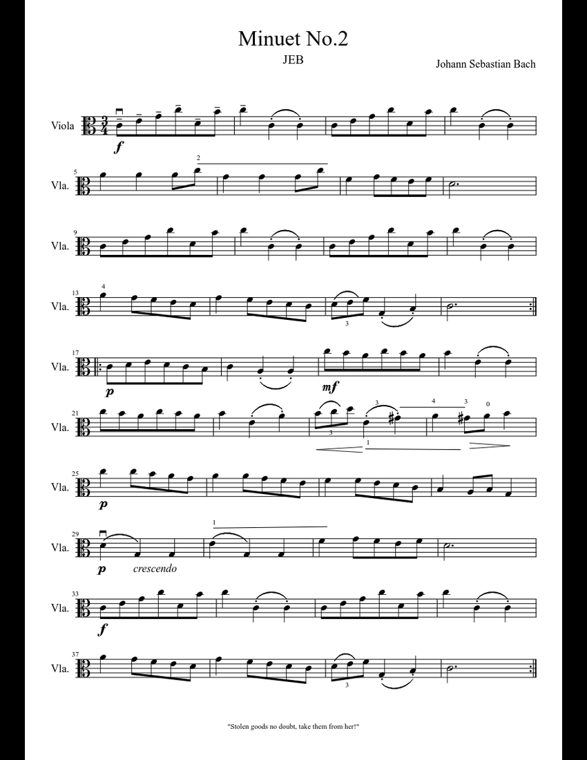 Minuet No.2 sheet music download free in PDF or MIDI