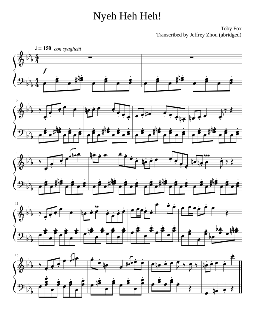 Nyeh Heh Heh! (Papyrus's theme) [from Undertale, for piano] Sheet music ...