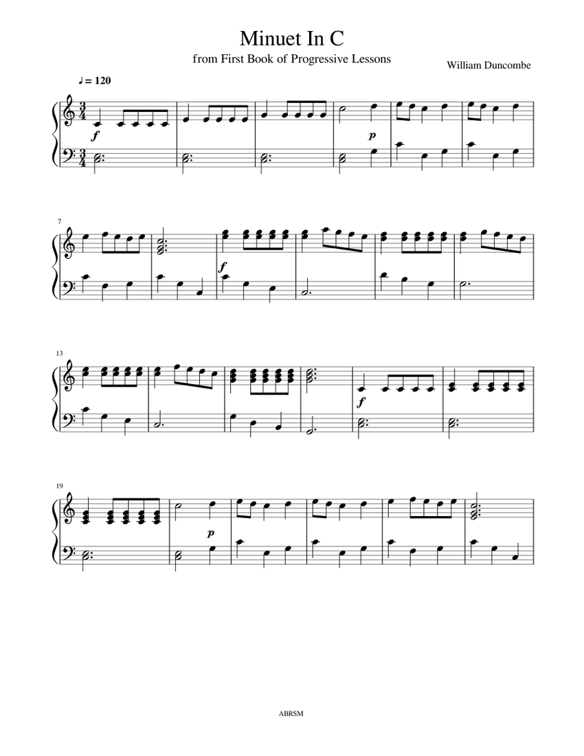Minuet In C Sheet music for Piano (Solo) | Musescore.com