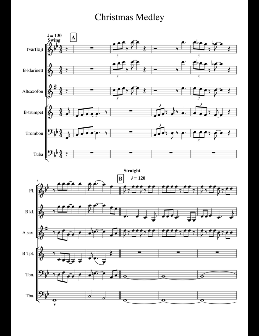 Christmas Medley band 2017 sheet music for Flute, Clarinet, Alto ...