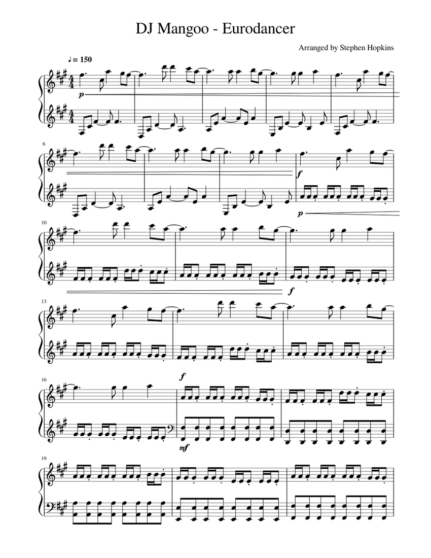 DJ Mangoo - Eurodancer Sheet music for Piano | Download free in PDF or ...