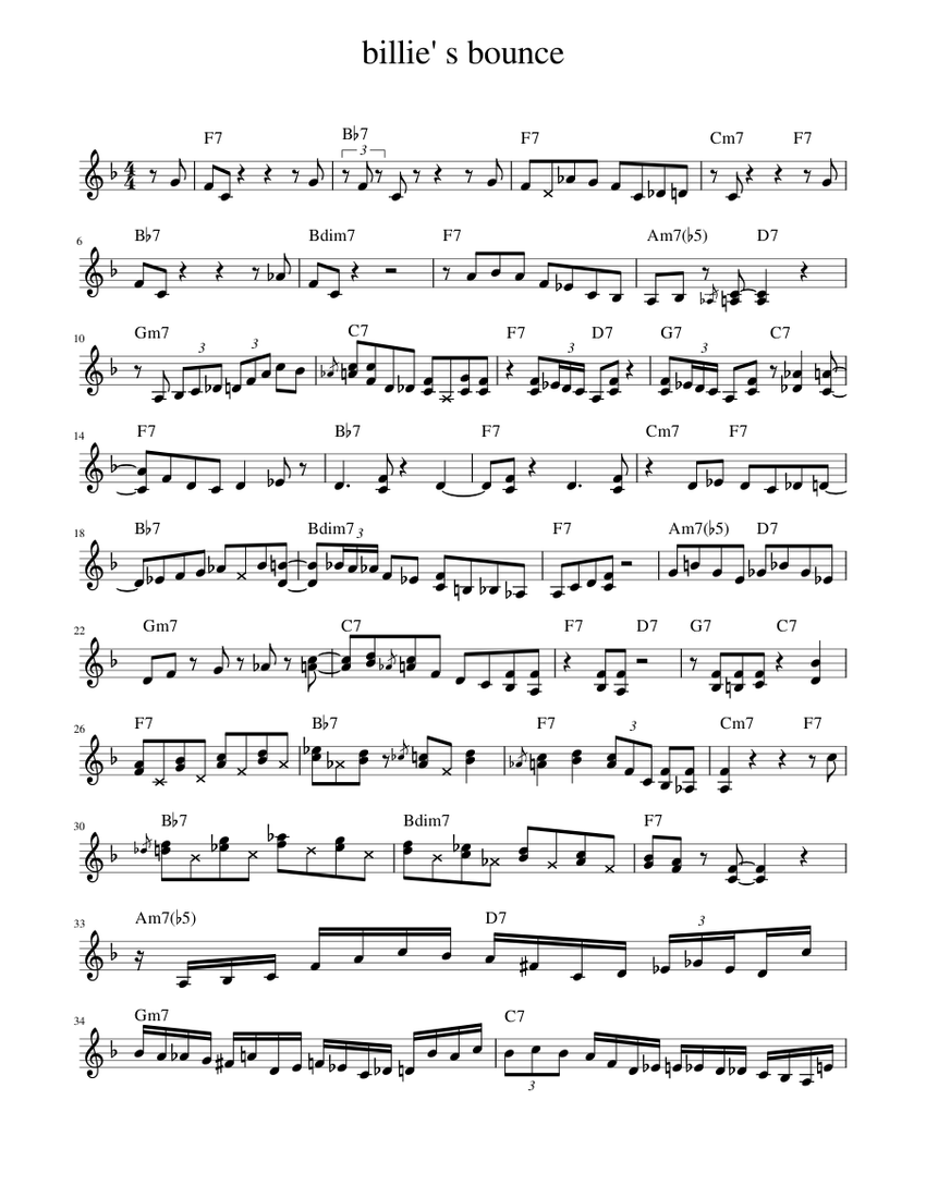billie's bounce Sheet music for Piano (Solo) | Musescore.com