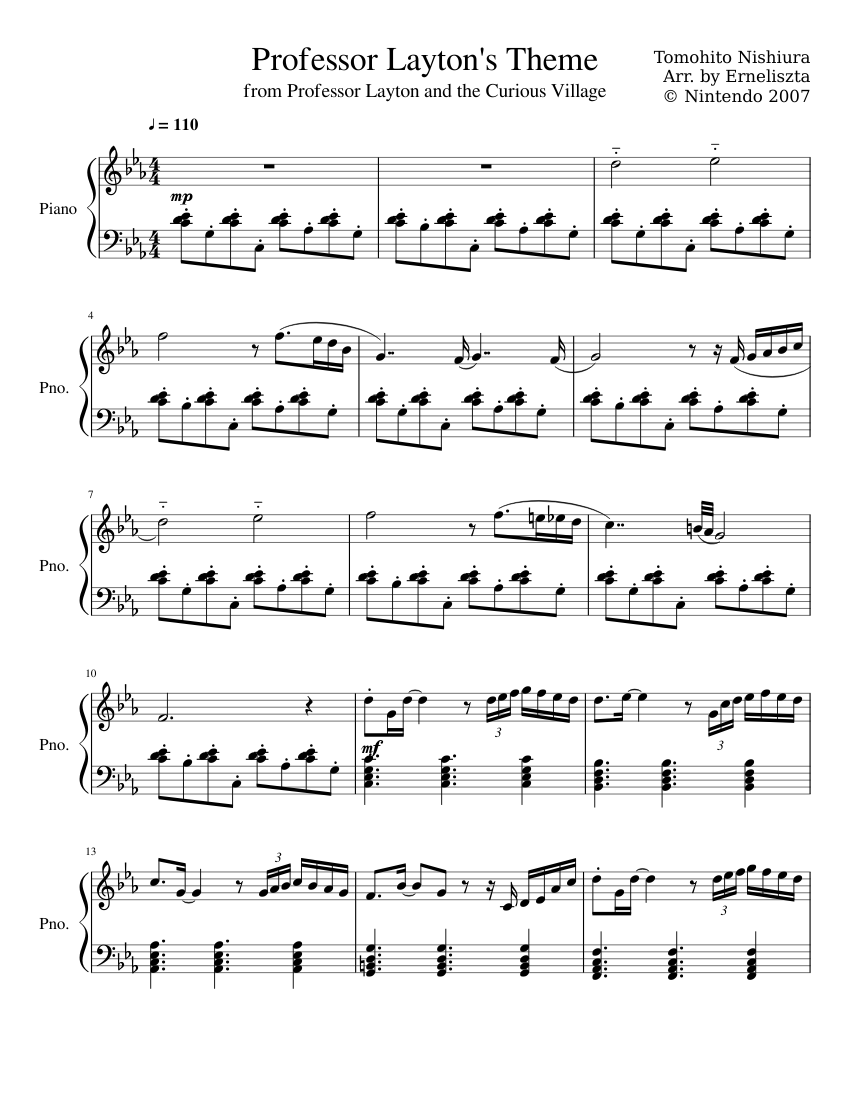 Layton's Theme Piano Solo Sheet music for Piano | Download free in PDF ...