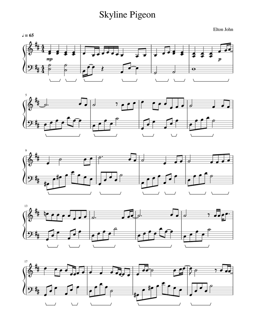 Skyline Pigeon Sheet music for Piano (Solo) | Musescore.com