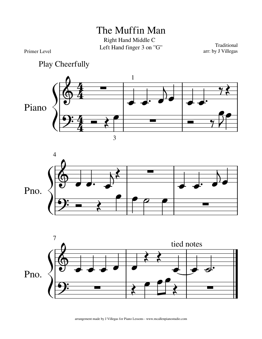 The Muffin Man sheet music for Piano download free in PDF or MIDI