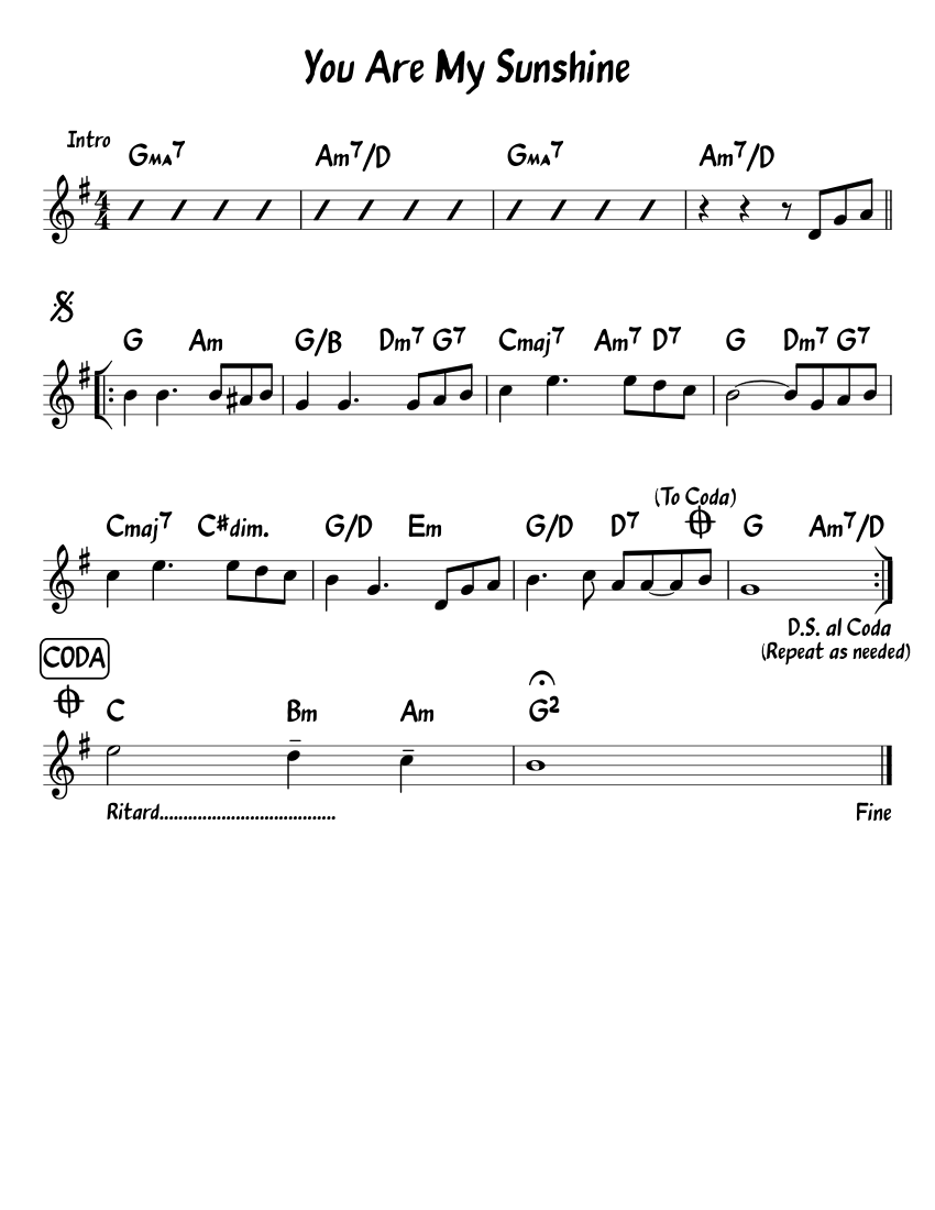 You Are My Sunshine Sheet music for Piano (Solo) | Musescore.com