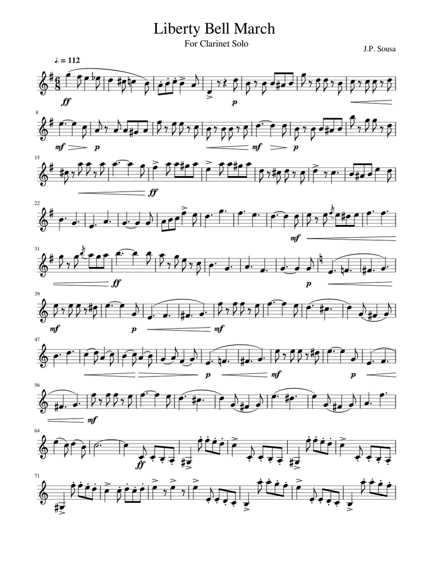 Liberty Bell March Sheet music for Clarinet | Download free in PDF or ...