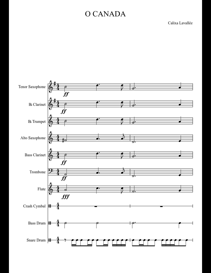O' Canada sheet music download free in PDF or MIDI