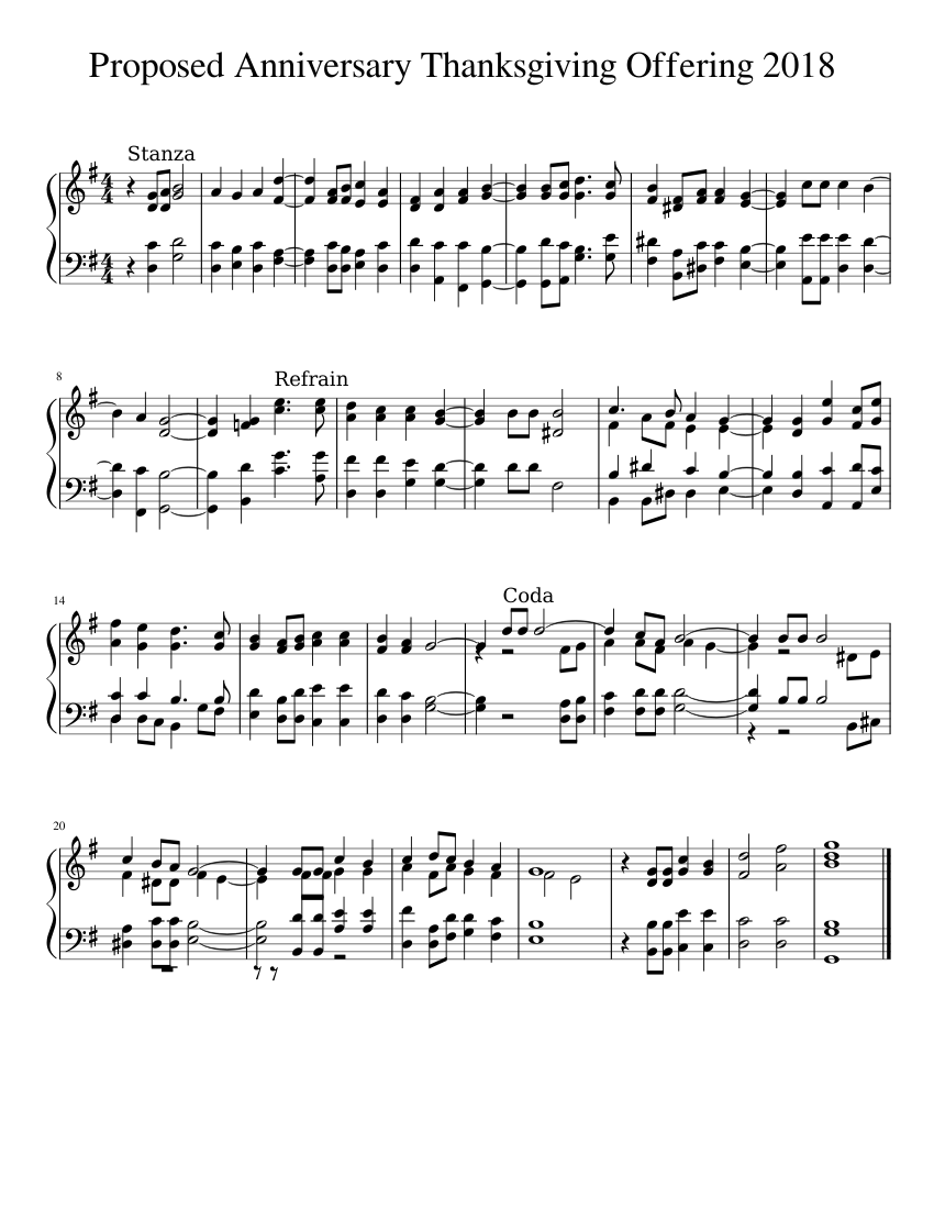 Proposed Thanksgiving Offering Sheet music for Piano (Solo) | Musescore.com