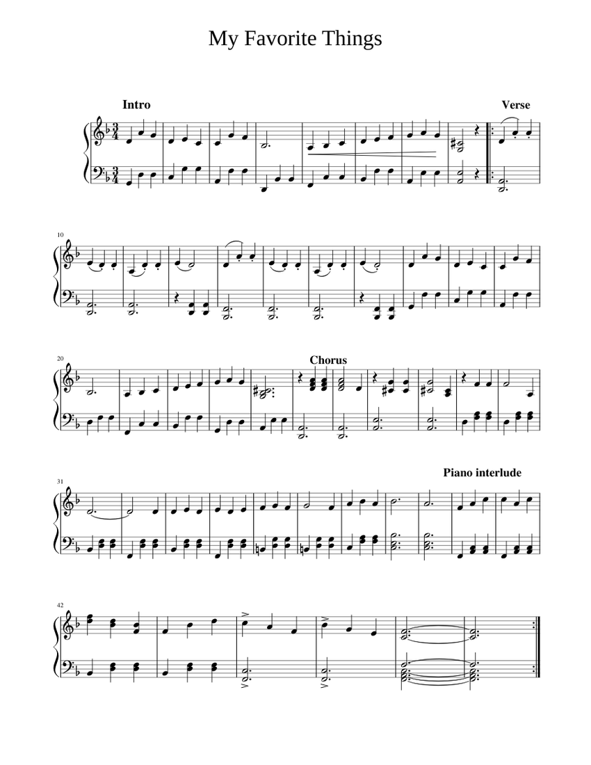 My Favorite Things Sheet music | Musescore.com