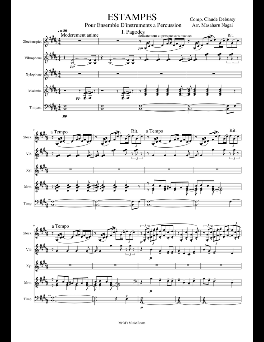 ESTAMPES Ⅰ. Pagodes sheet music for Percussion, Timpani download free ...