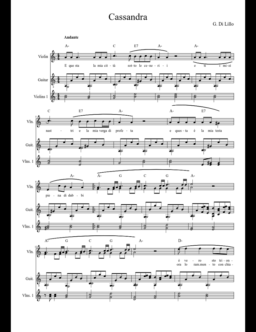 Cassandra sheet music download free in PDF or MIDI