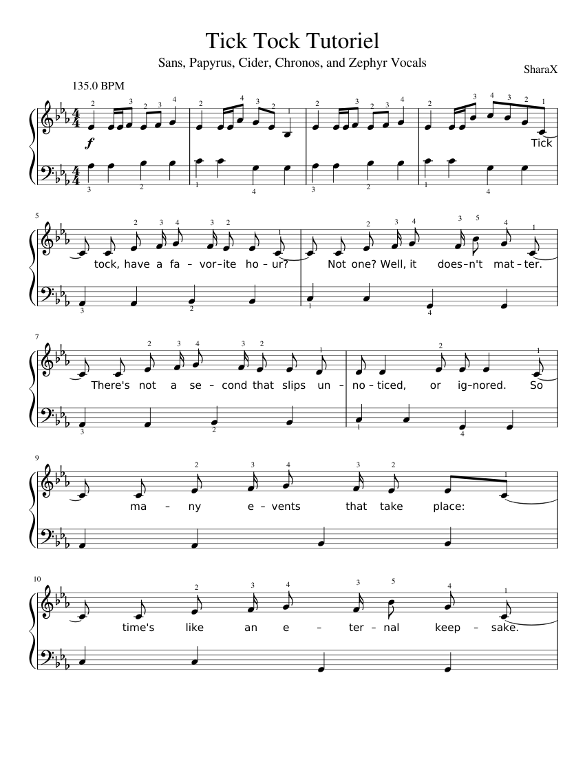 Tick Tock Tutoriel Sheet music for Keyboard Piano (Solo) | Musescore.com