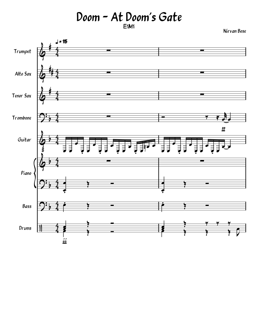 Doom - At Doom's Gate Sheet music for Piano, Trumpet (In B Flat ...