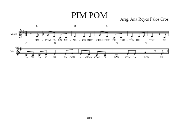 PIM POM sheet music download free in PDF or MIDI