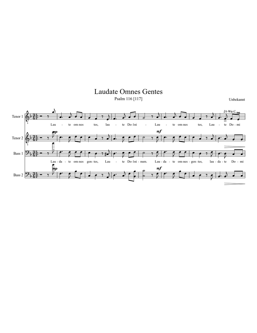 Laudate Omnes Gentes Sheet music | Download free in PDF or MIDI ...
