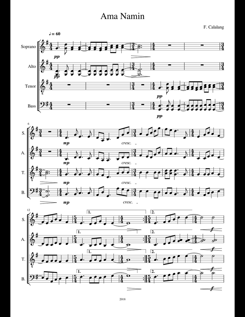 Ama Namin sheet music for Voice download free in PDF or MIDI