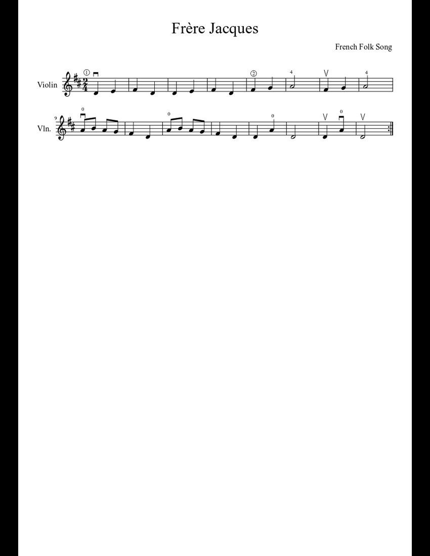 Frère Jacques sheet music download free in PDF or MIDI