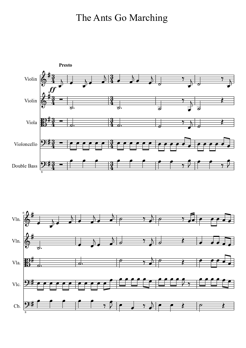 The Ants Go Marching One by One sheet music download free in PDF or MIDI