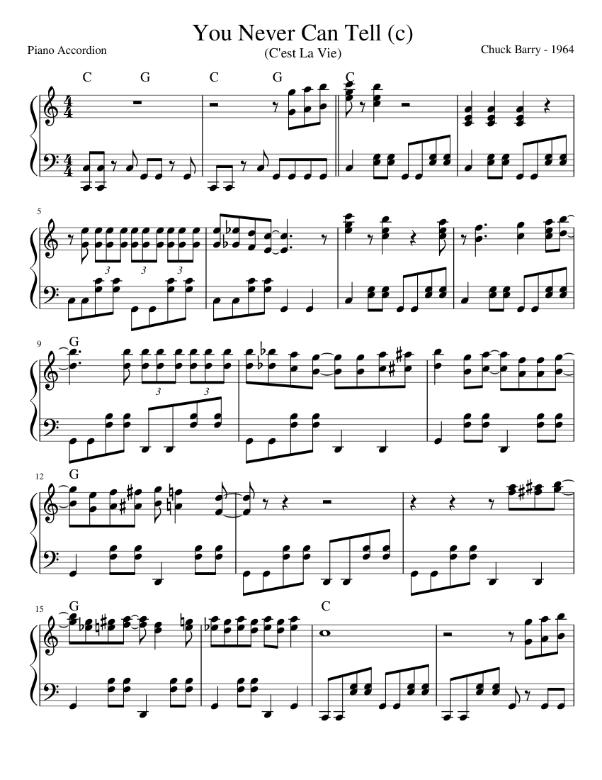 You Never Can Tell (C)- PianoAccordion Sheet music for Piano | Download ...