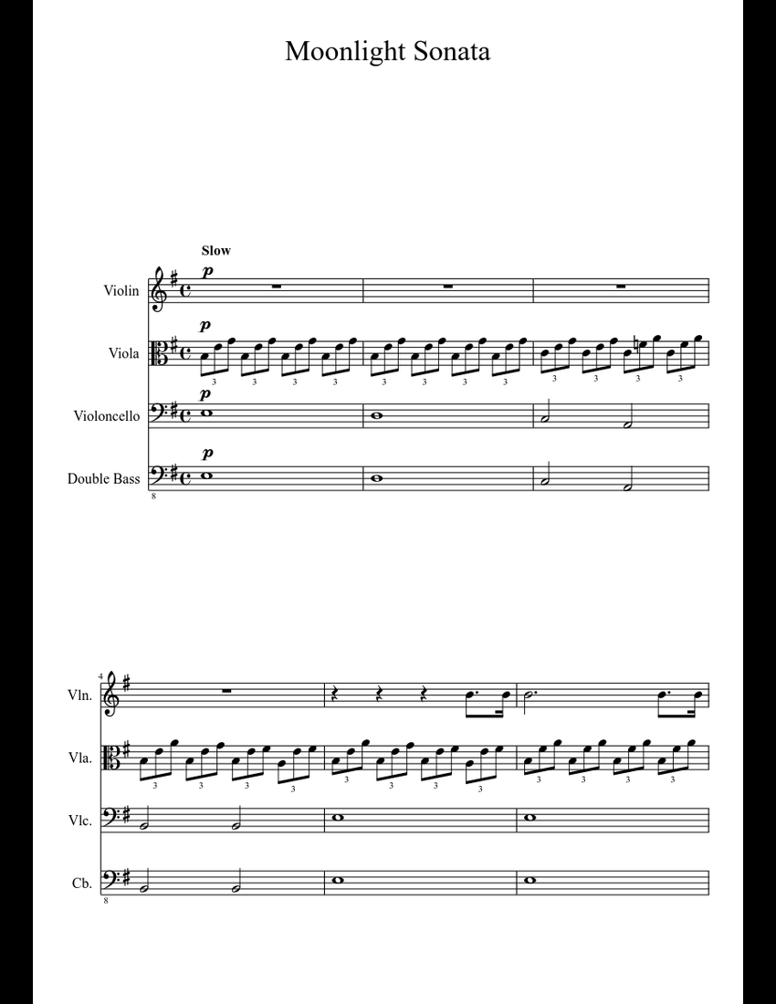 Moonlight Sonata sheet music download free in PDF or MIDI
