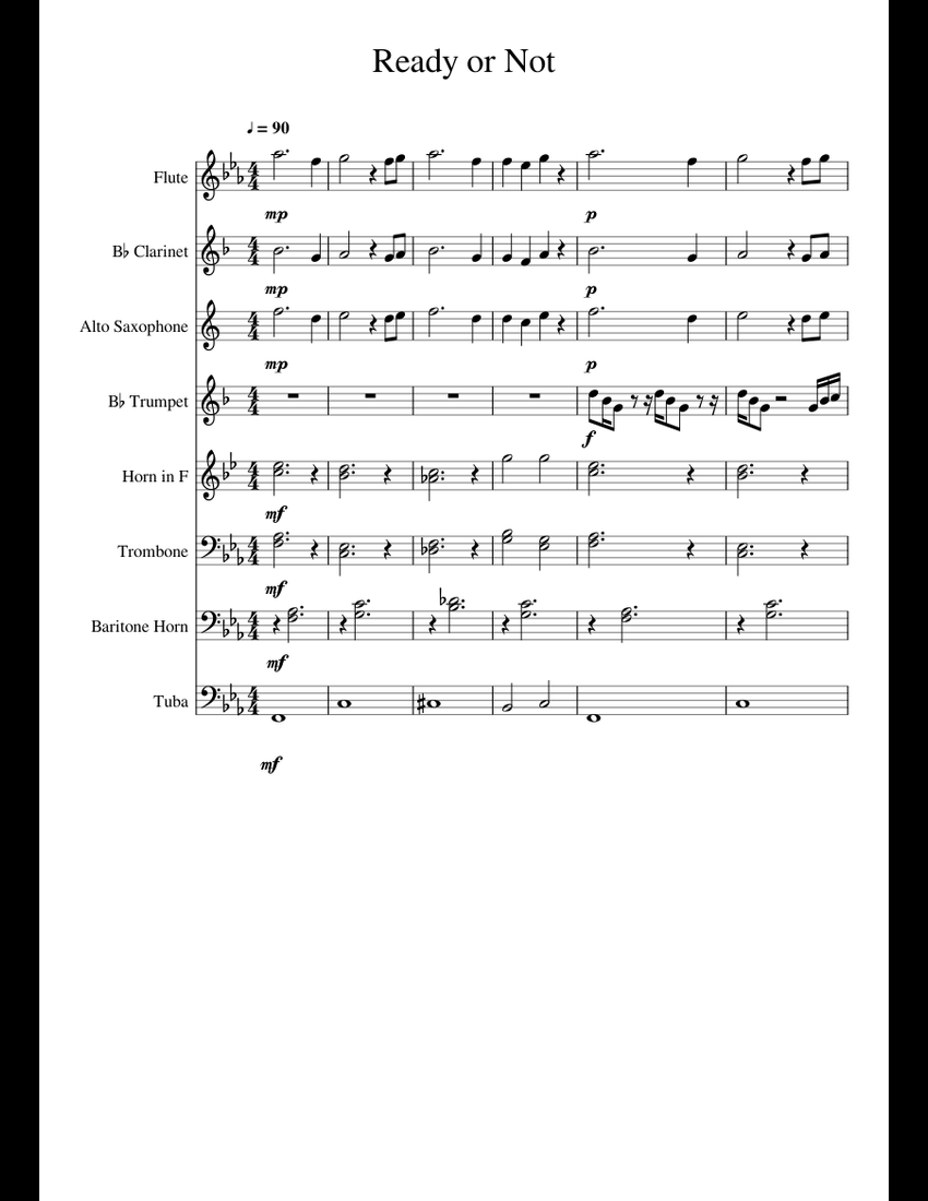 Ready or Not sheet music for Flute, Clarinet, Alto Saxophone, Trumpet ...