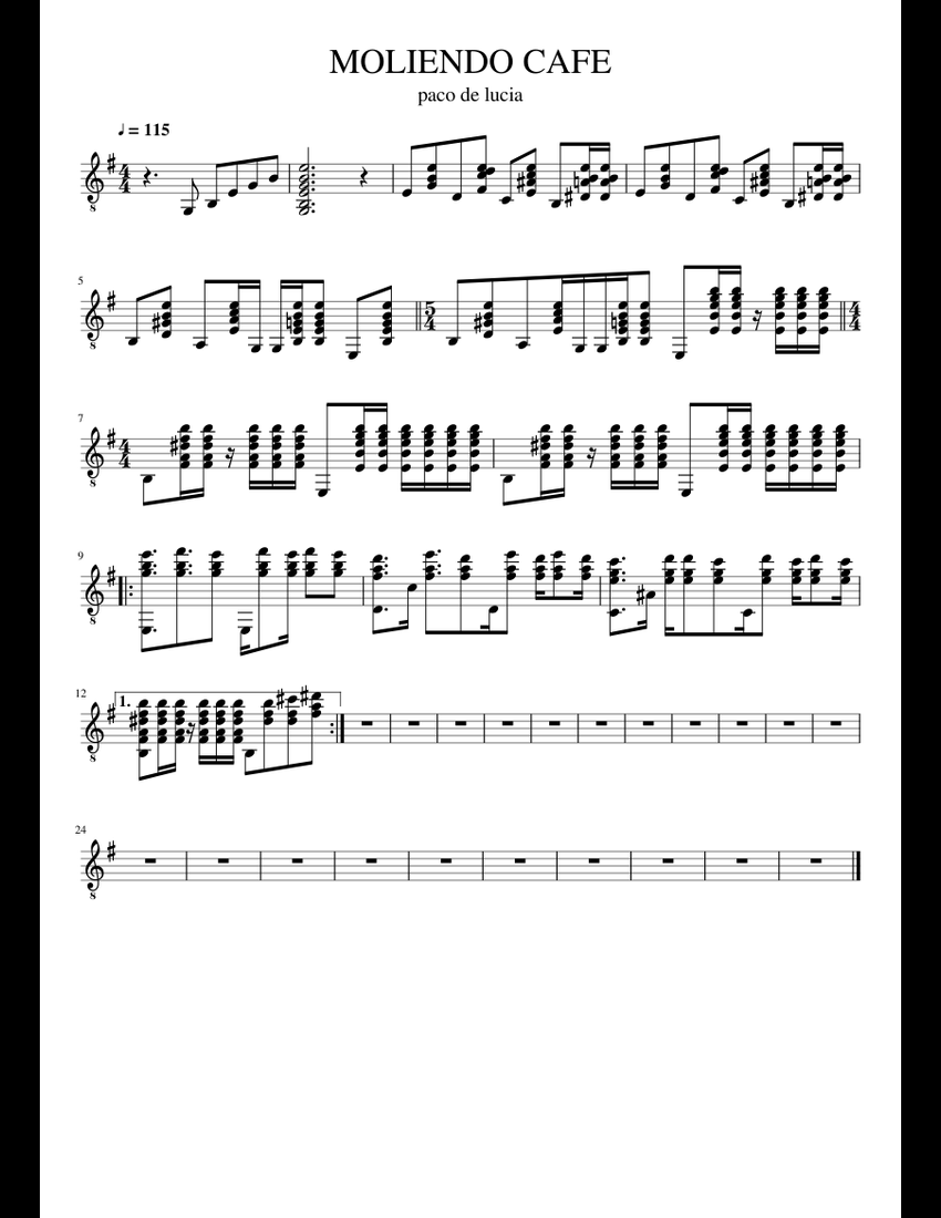 MOLIENDO CAFE sheet music for Guitar download free in PDF or MIDI