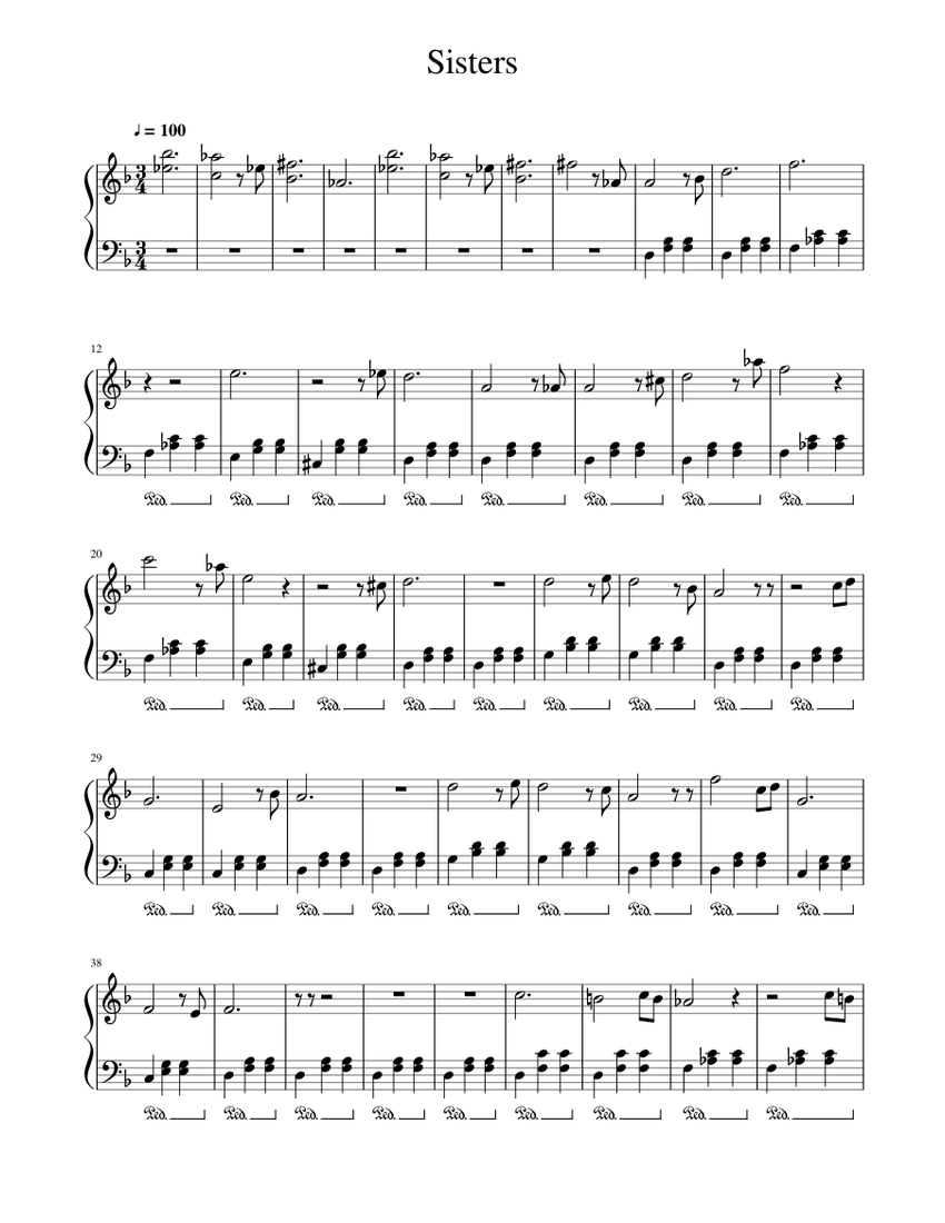Sisters Sheet music for Piano | Download free in PDF or MIDI ...