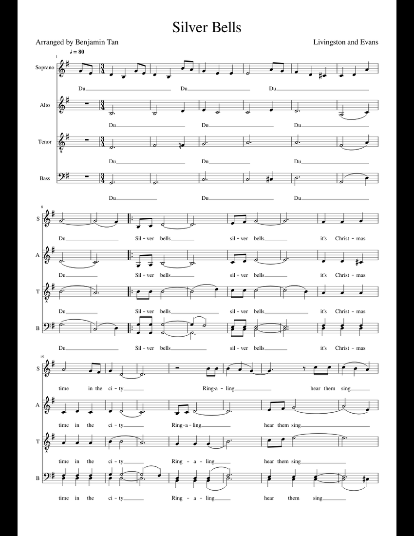 Silver Bells sheet music for Piano, Oboe, Viola, Cello download free in ...