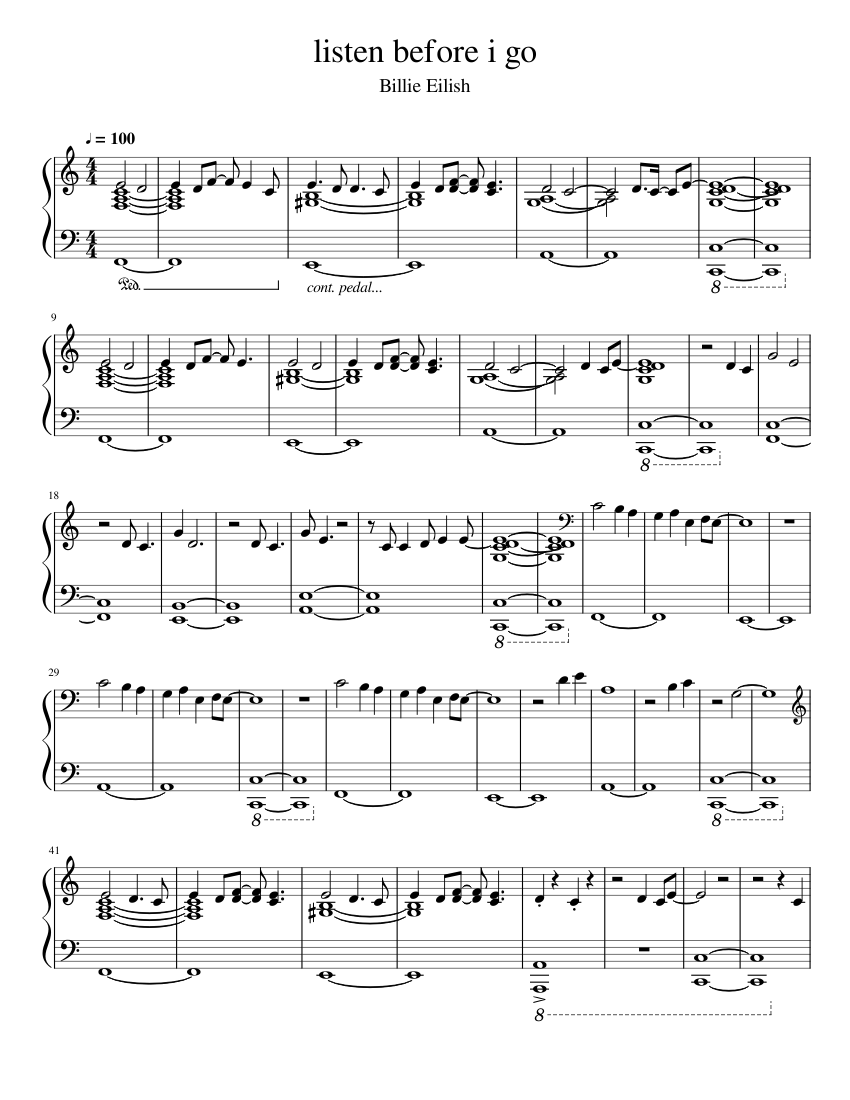 listen before i go Sheet music for Piano (Solo) | Musescore.com