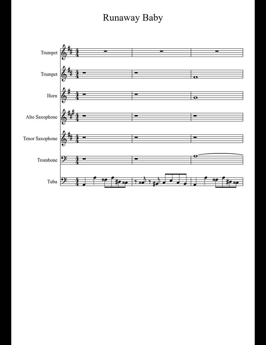 Runaway Baby sheet music download free in PDF or MIDI