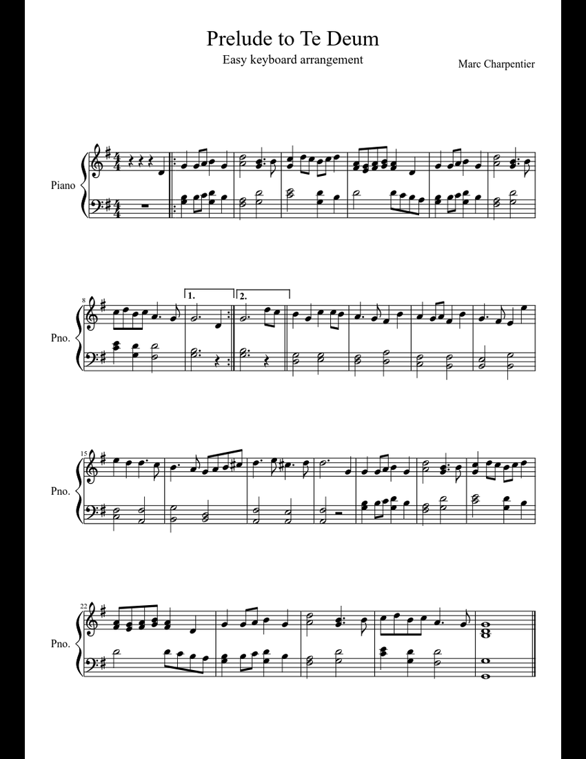 Prelude to Te Deum sheet music download free in PDF or MIDI