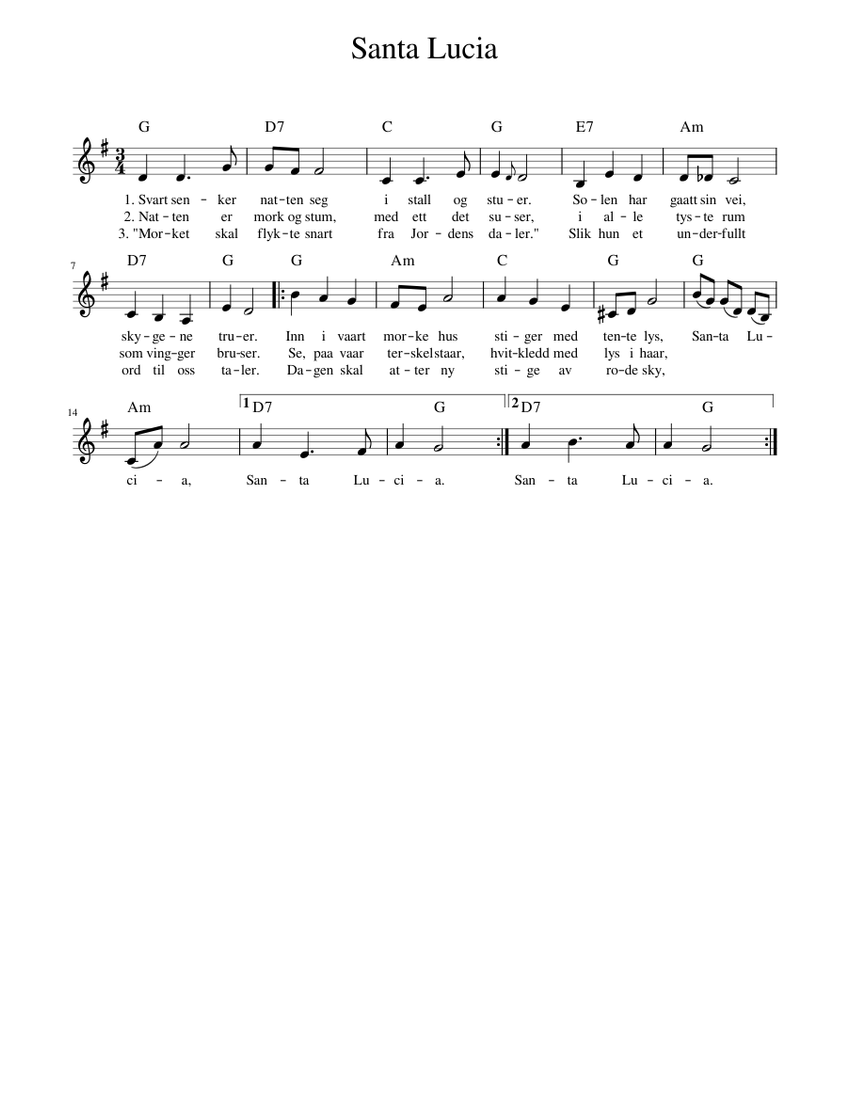 Santa Lucia Sheet music | Musescore.com