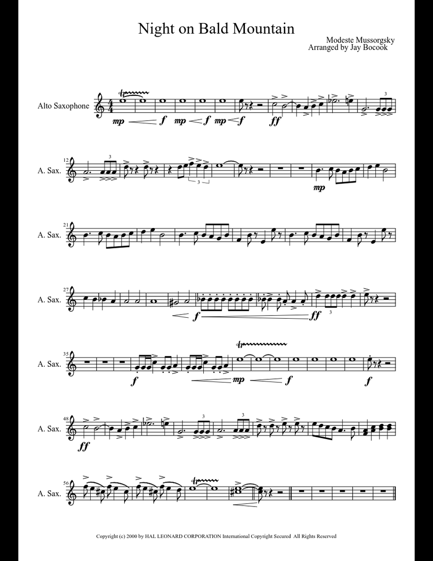 Night on Bald Mountain sheet music download free in PDF or MIDI