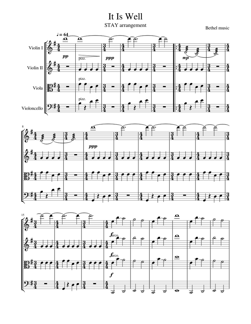 It Is Well Sheet music for Violin, Viola, Cello | Download free in PDF ...