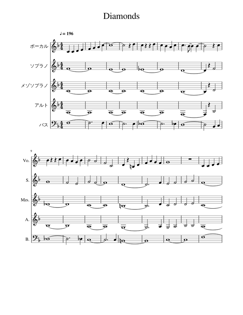 Diamonds Sheet music for Piano | Download free in PDF or MIDI ...