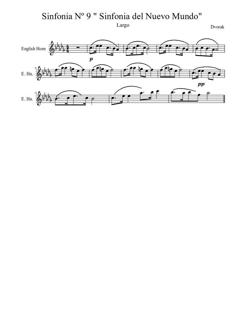 Sinfonia Nº 9 . Dvorak. Largo Sheet music | Download free in PDF or MIDI | Musescore.com