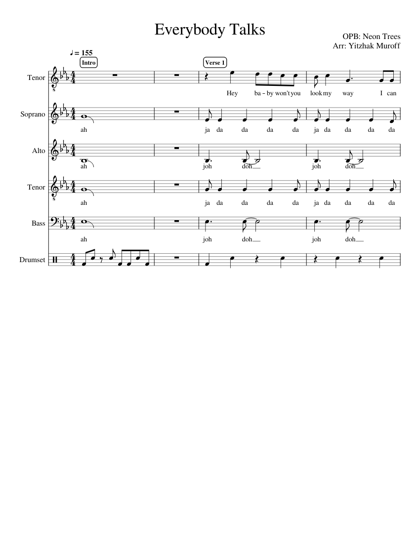 Everybody Talks 1 Sheet music for Drum Group, Tenor, Alto, Bass & more ...